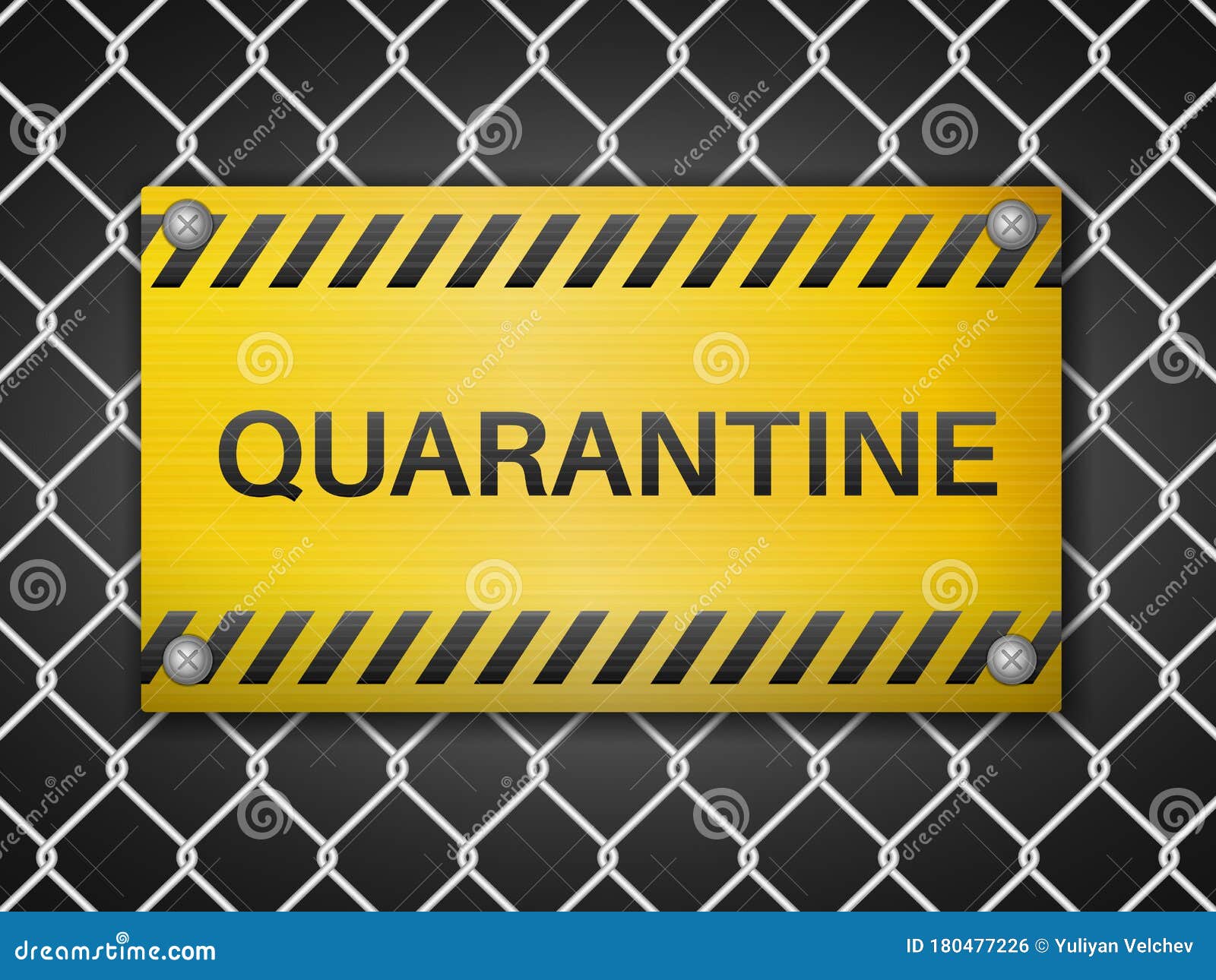 Red Quarantine Sign On Black Tape On Red Map Background Cartoon Vector ...