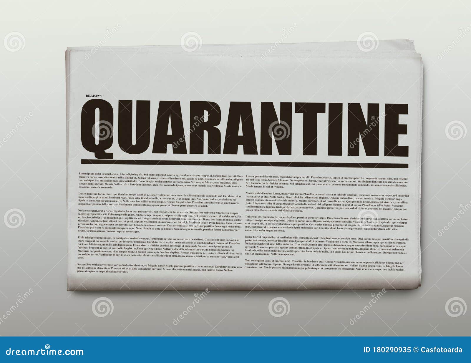 Quarantine Written Headlined Newspaper Isolated on a White Background ...