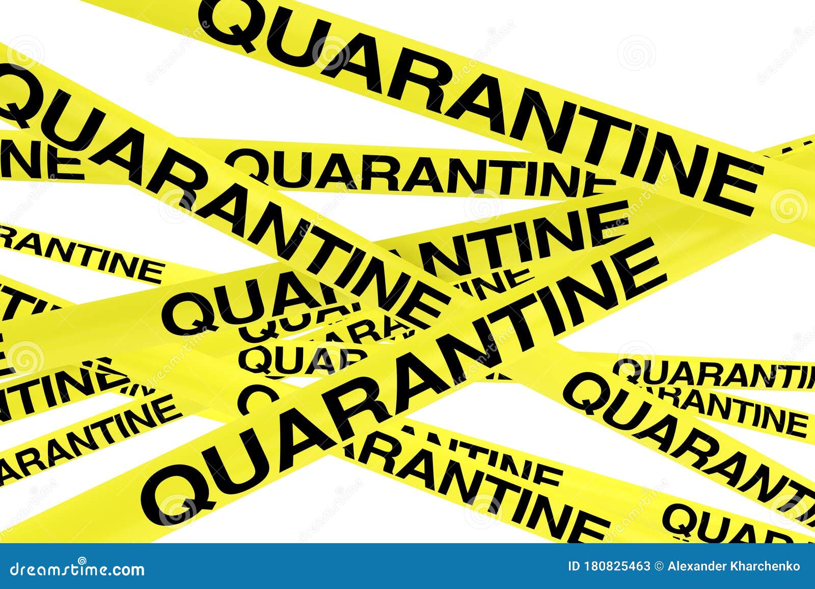 Quarantine Yellow Tape Strips. 3d Rendering Stock Illustration ...