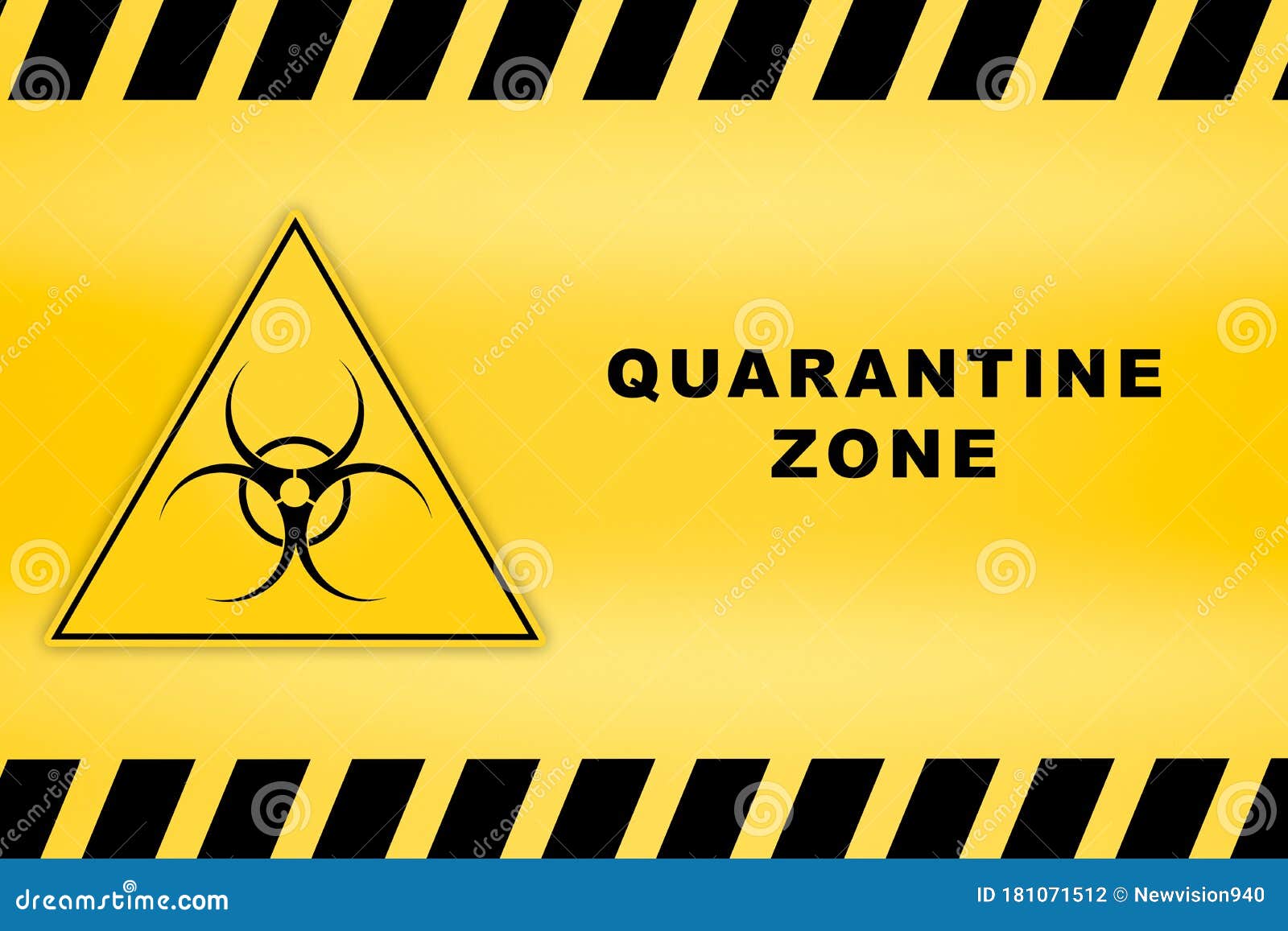 Quarantine Zone Signbiohazard Yellow Caution Attention of Danger Stock ...