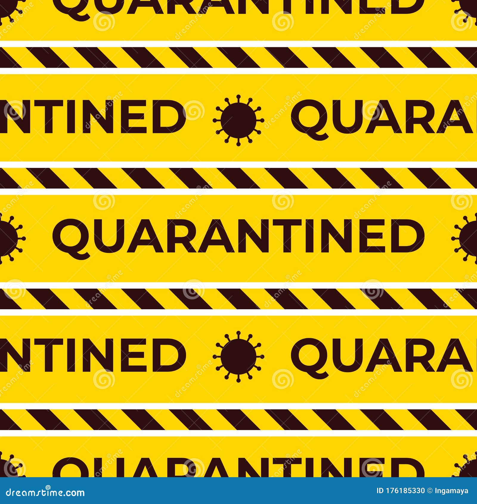 Quarantined Seamless Vector Pattern. Endless Striped Ribbons ...