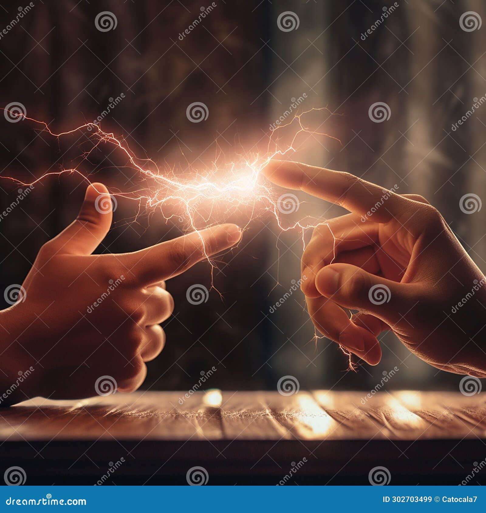 Quarrel, Conflict, Confrontation. Lightning between Two Hands Stock ...