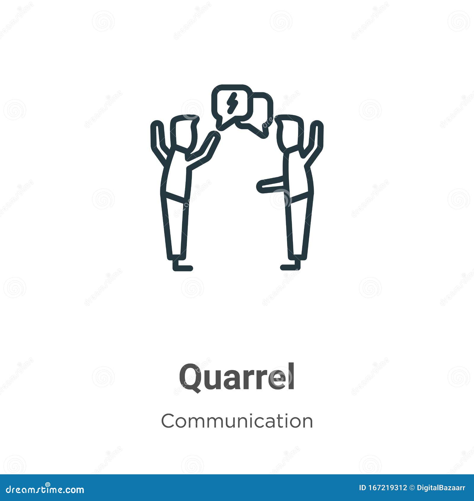 Quarrel Outline Vector Icon. Thin Line Black Quarrel Icon, Flat Vector ...