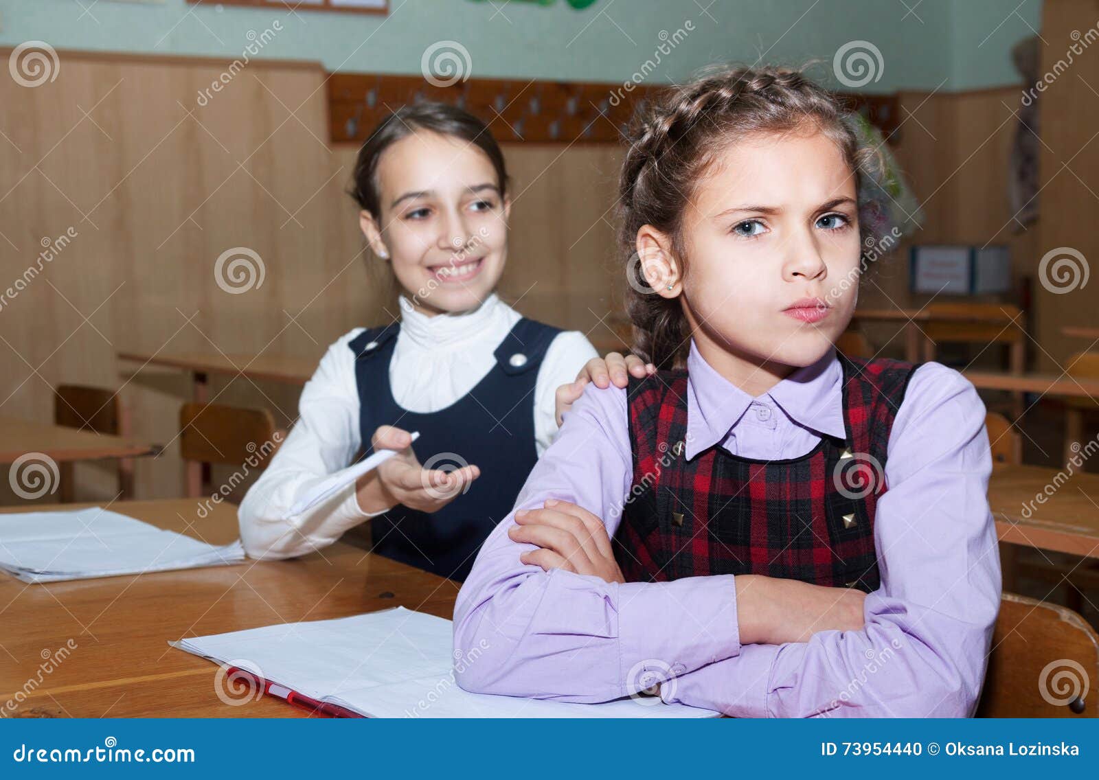 Quarrel between Schoolgirls Stock Photo - Image of classroom, education ...