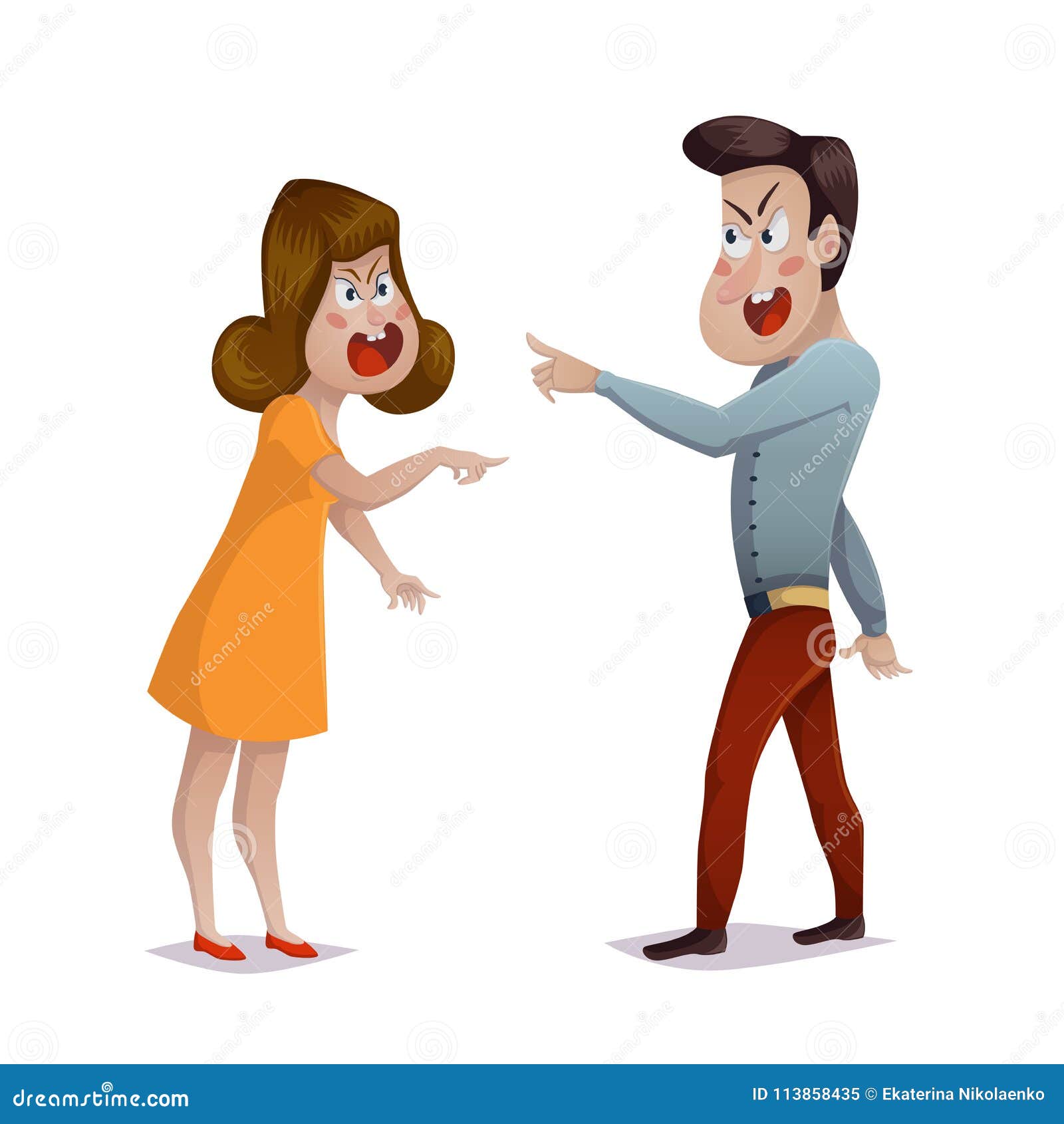 Quarrel Young Couple Arguing Man And Woman Shouting At Each Other