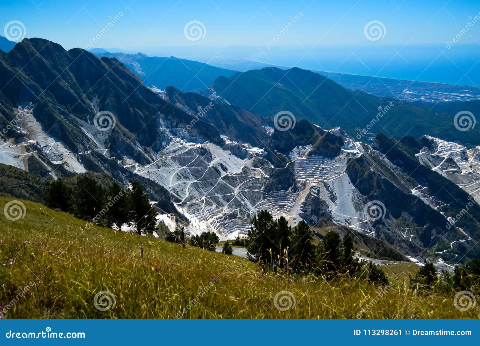 Quarries of carrara marble stock image. Image of blue - 113298261