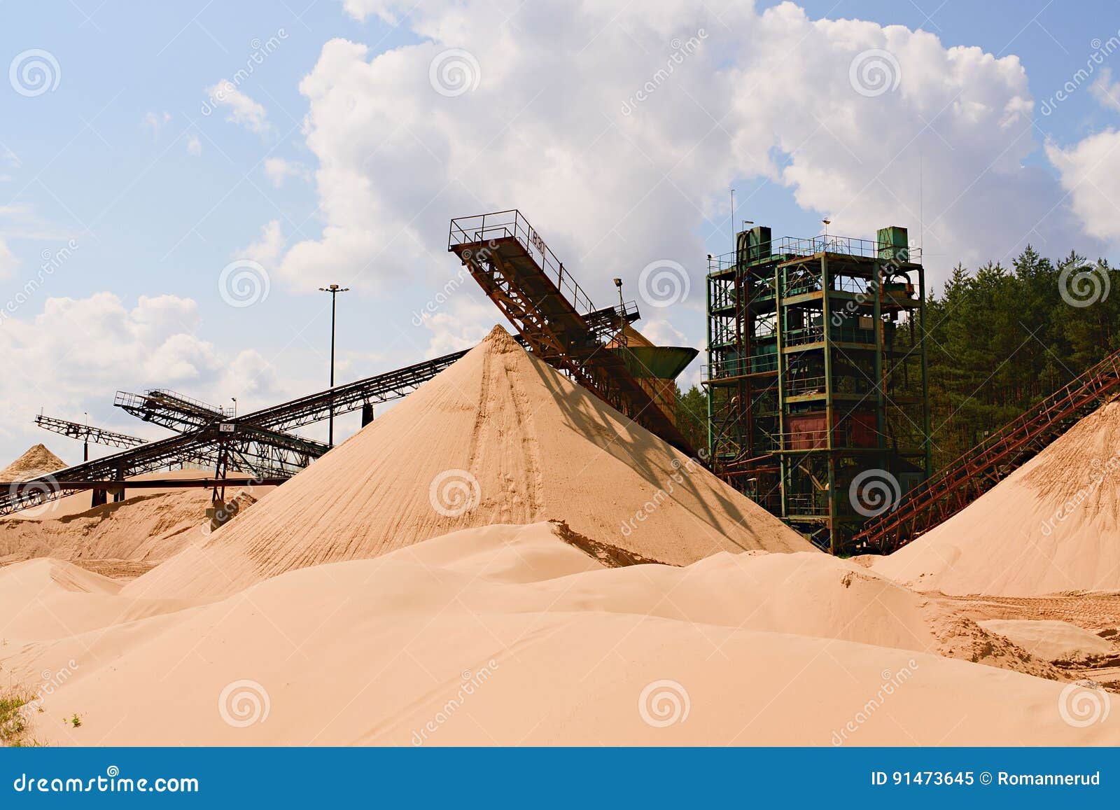 Quarry Aggregate with Conveyor Belt. Construction Industry Stock Image ...
