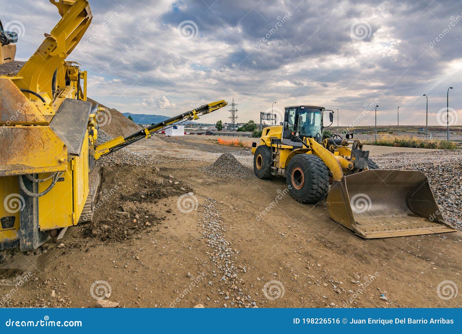 Quarry Aggregate with Heavy Duty Machinery Stock Photo - Image of ...
