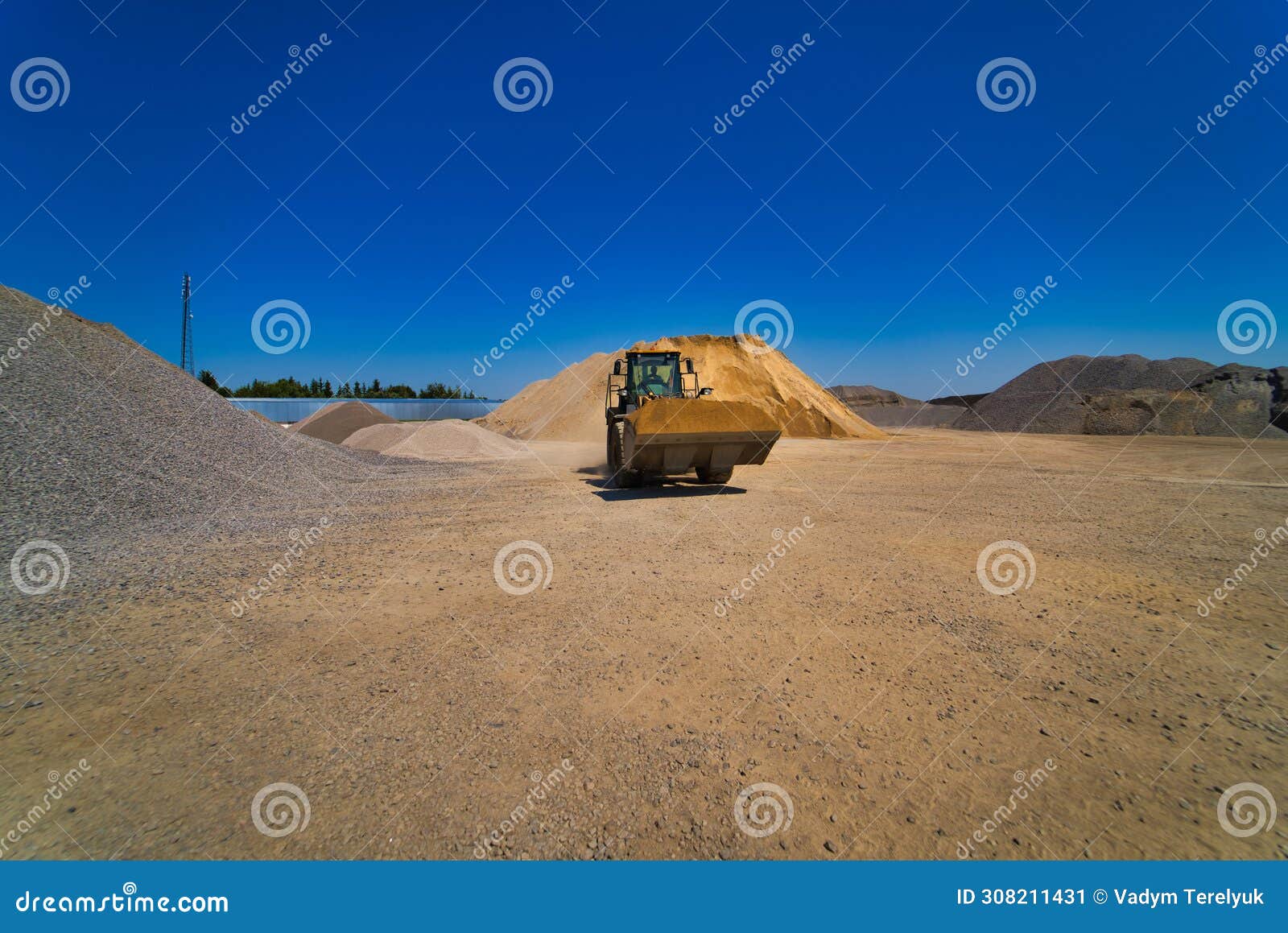 Quarry Aggregate with Heavy Duty Machinery. Construction Industry Stock ...