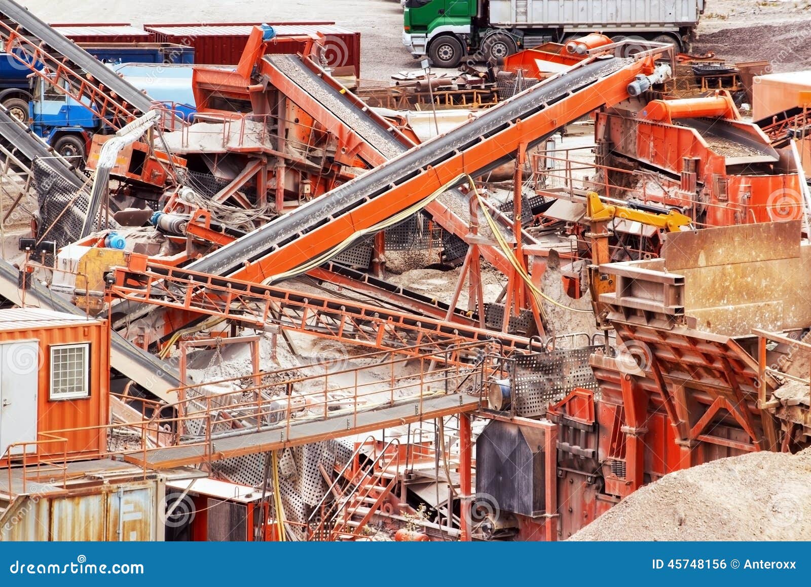 Quarry crusher plant stock photo. Image of crushing, belt - 45748156