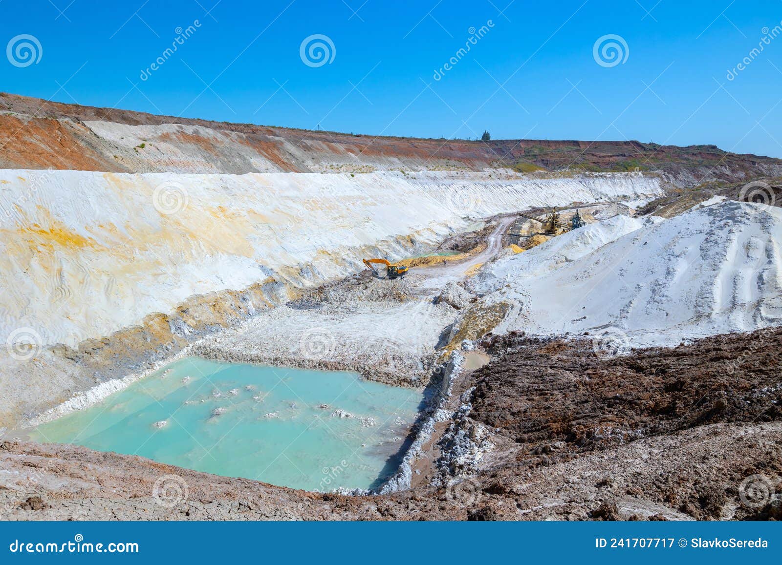 Quarry Extraction Porcelain Claykaolin and Quartz Sand in the Open Pit ...
