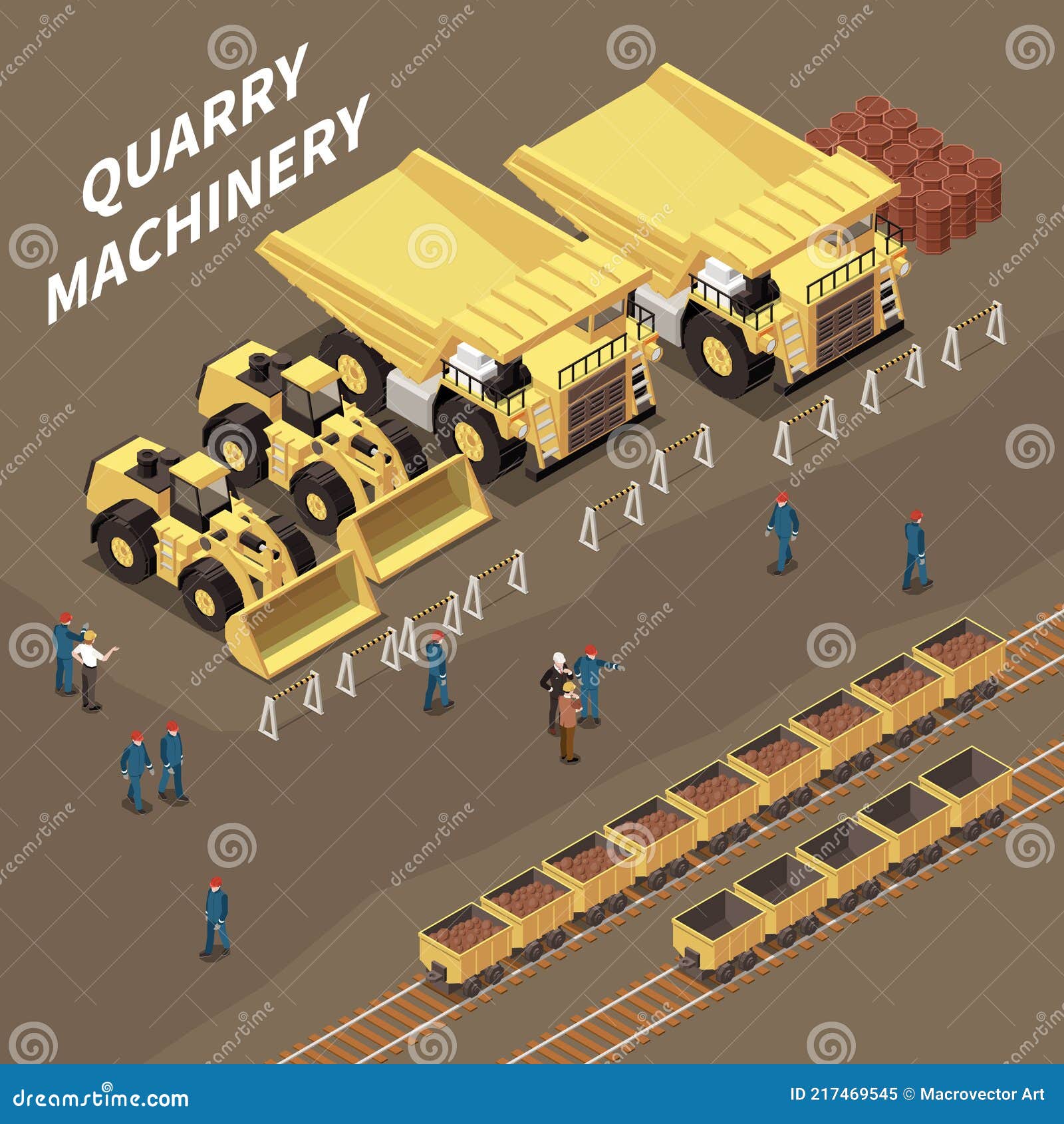 Quarry Machinery Isometric Illustration Stock Vector - Illustration of ...