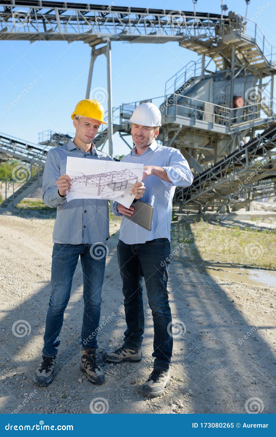 Quarry and Mining Engineers Studying Design Stock Image - Image of ...