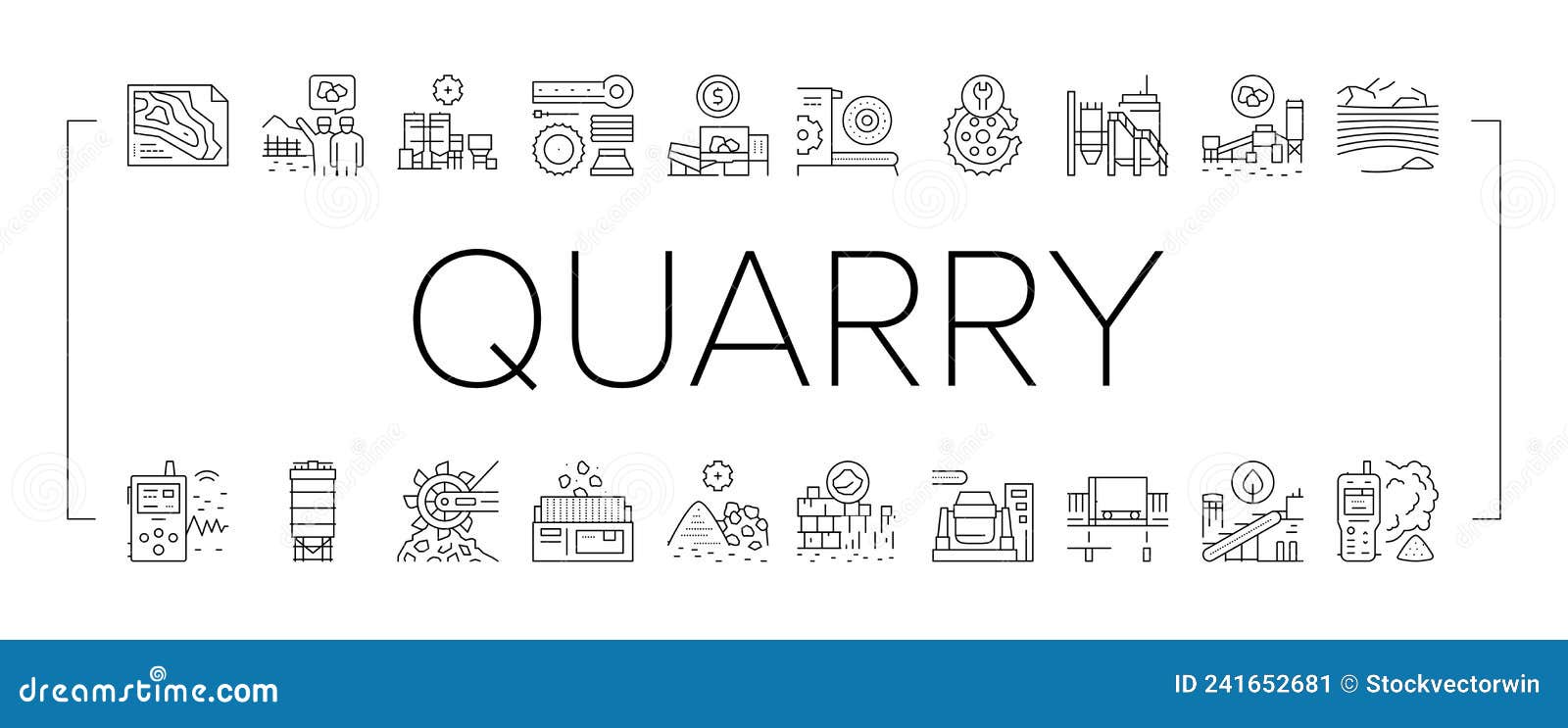 Quarry Mining Industrial Process Icons Set Vector . Stock Vector ...