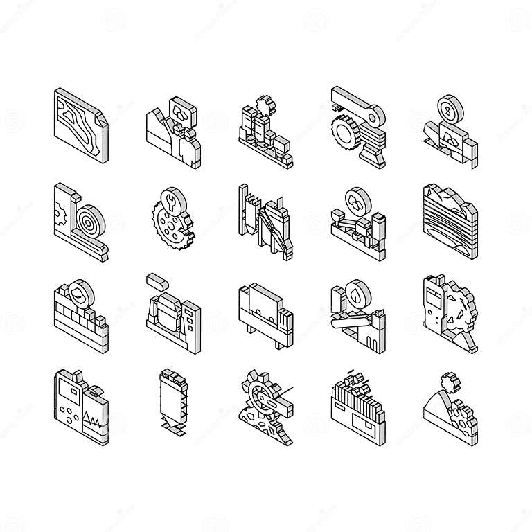 Quarry Mining Industrial Process Isometric Icons Set Vector Stock ...