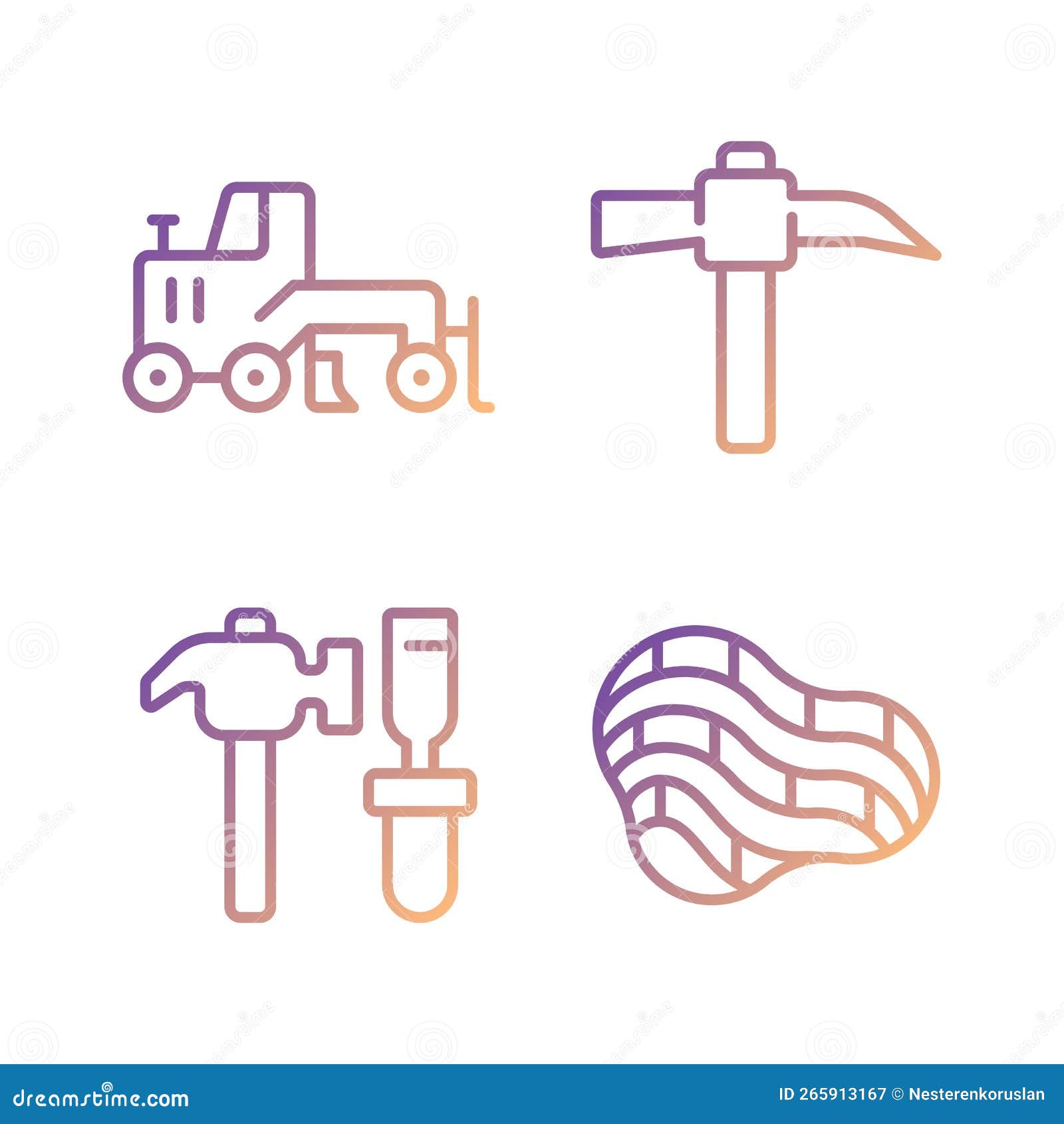 Quarry Mining Pixel Perfect Gradient Linear Vector Icons Set Stock ...