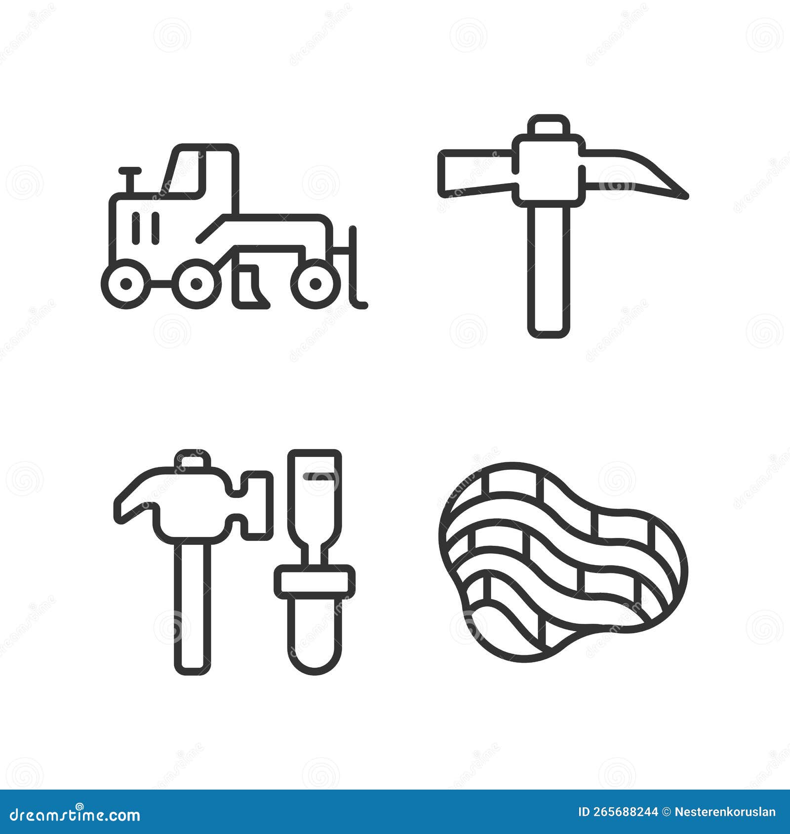 Quarry Mining Pixel Perfect Linear Icons Set Stock Vector ...