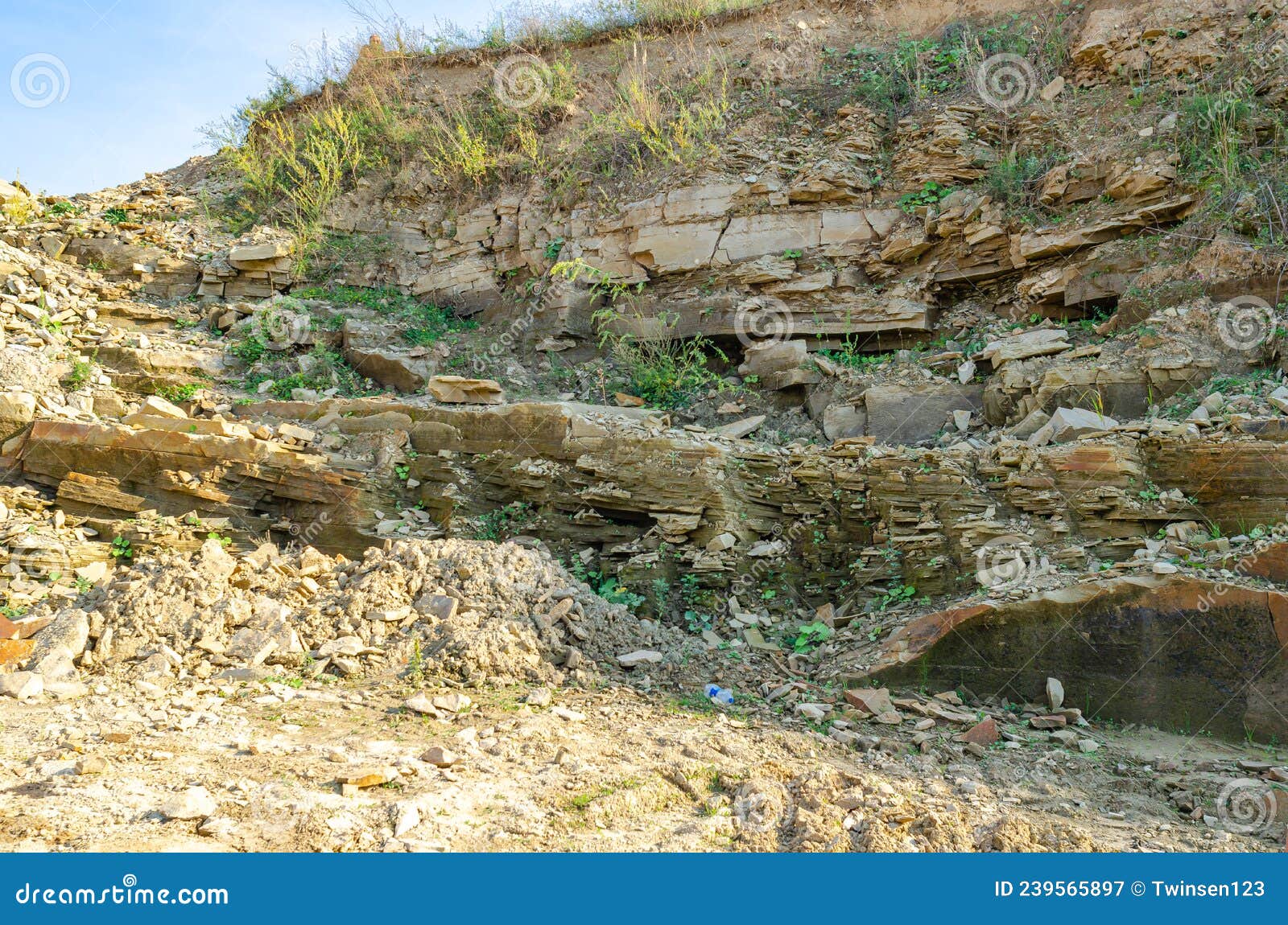 Quarry for Natural Stone Mining. Stone Wall in Nature Stock Image ...