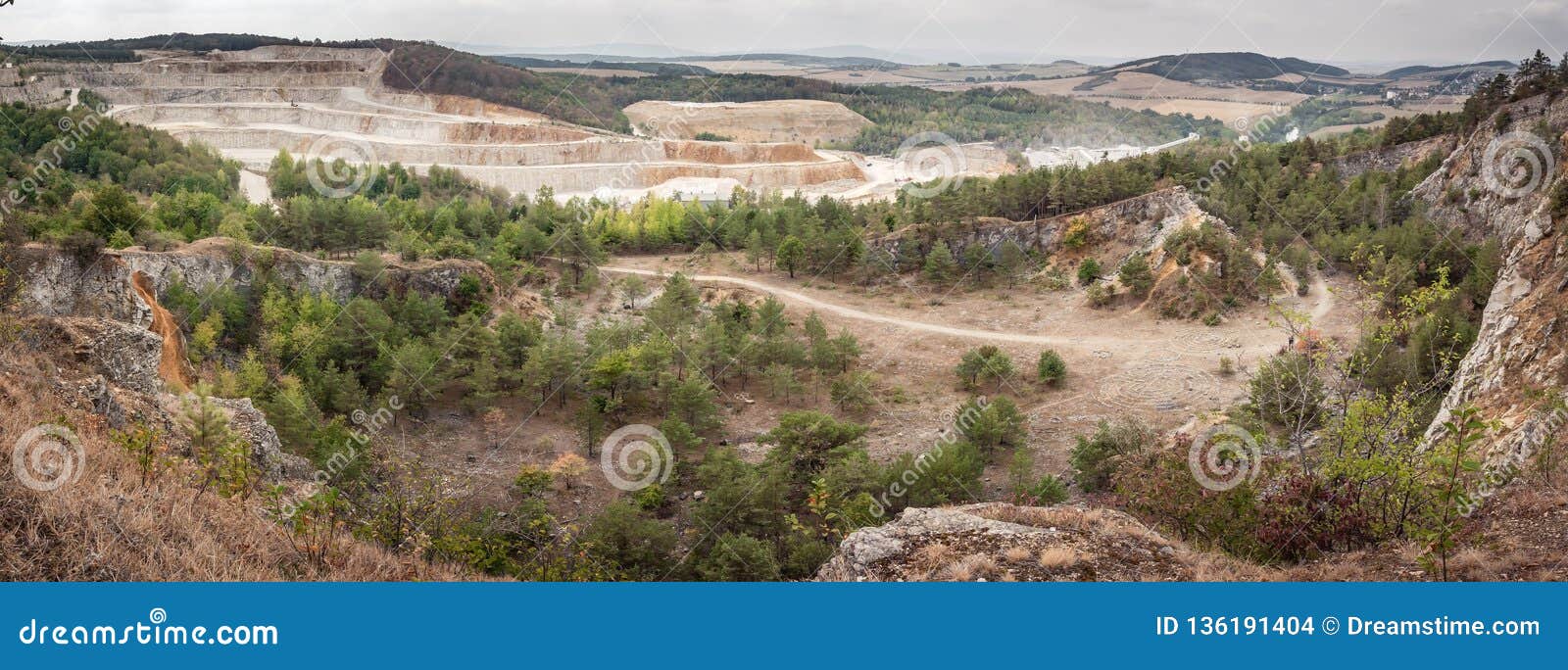 Quarry with nature stock photo. Image of industrial - 136191404