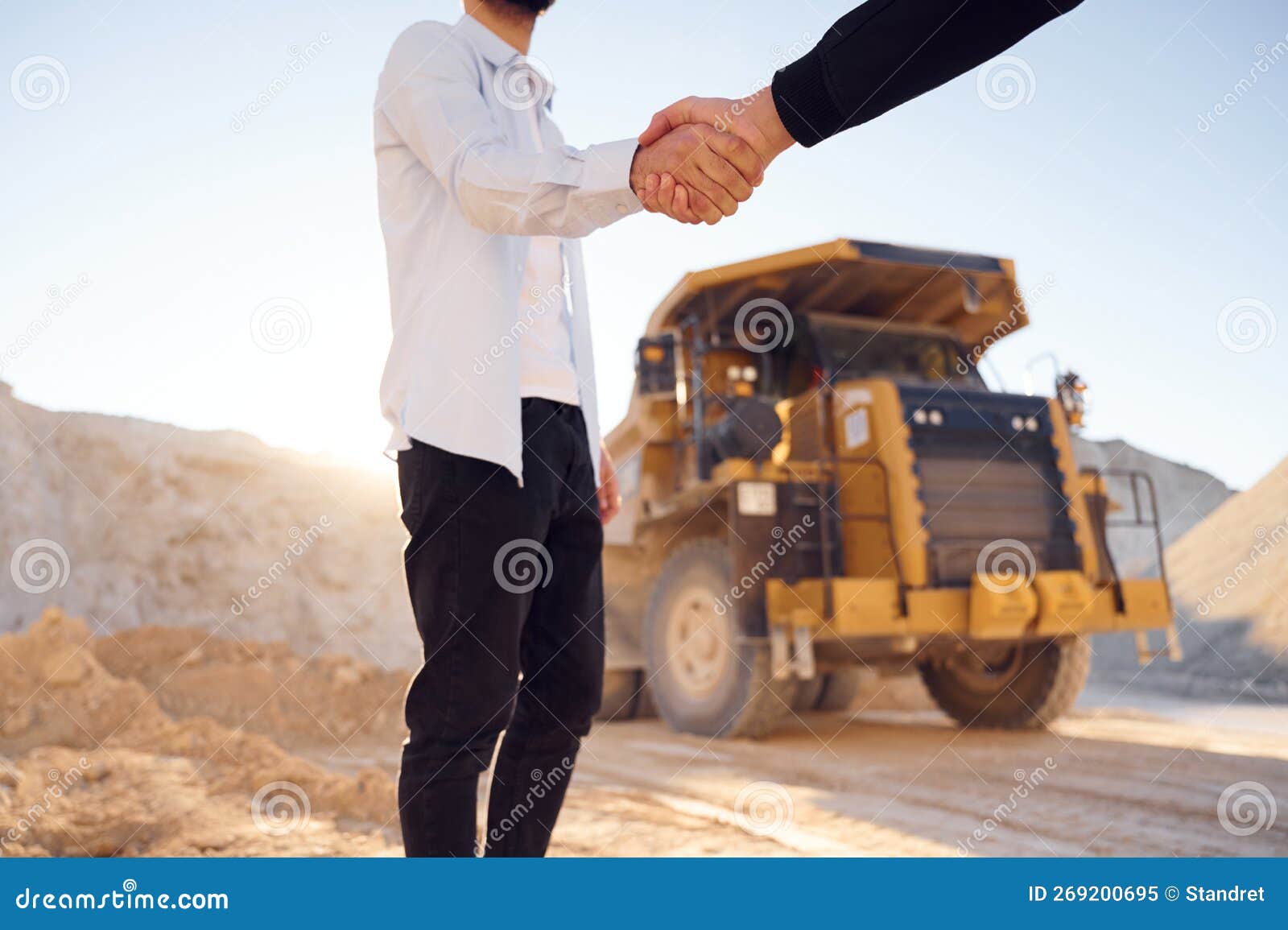 Quarry Worker Making a Deal with Colleague. Shaking Hands Stock Image ...
