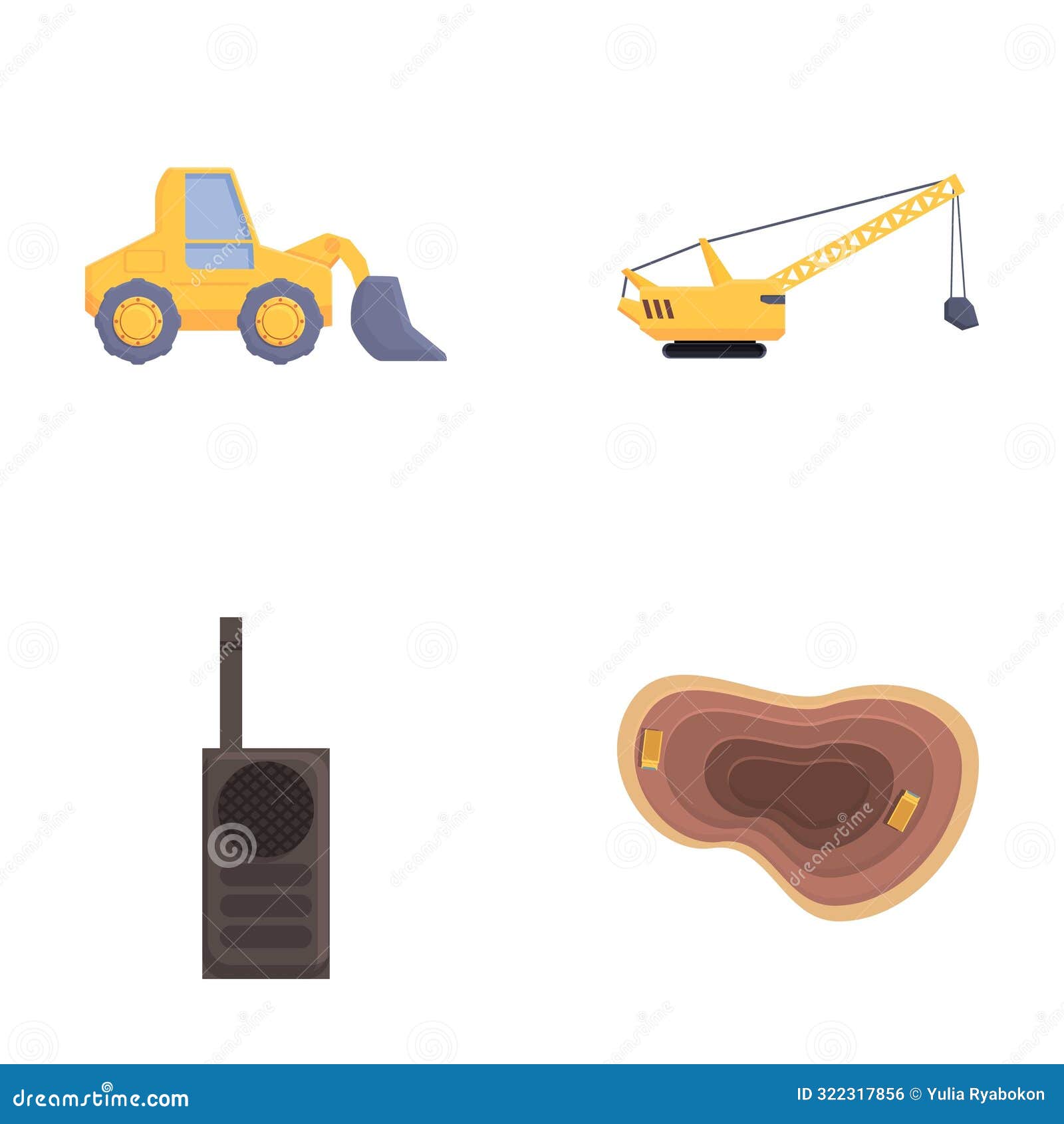 Quarrying Icons Set Cartoon Vector. Machine of Quarry Mining Work Stock ...