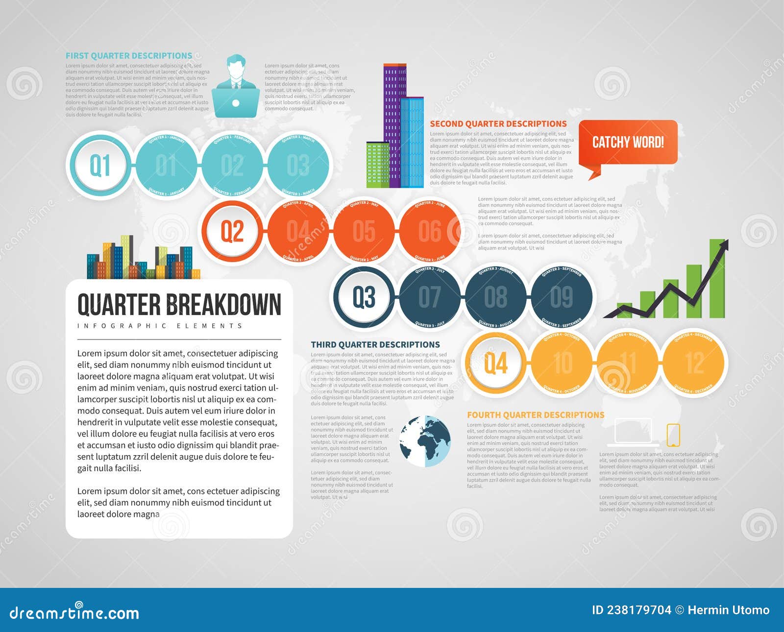 Quarter Breakdown Infographic Stock Vector - Illustration of factor ...