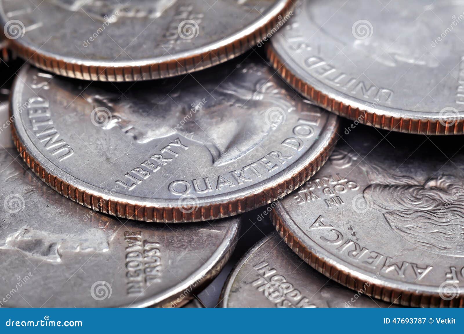 Quarter cent coins stock image. Image of collection, background - 47693787