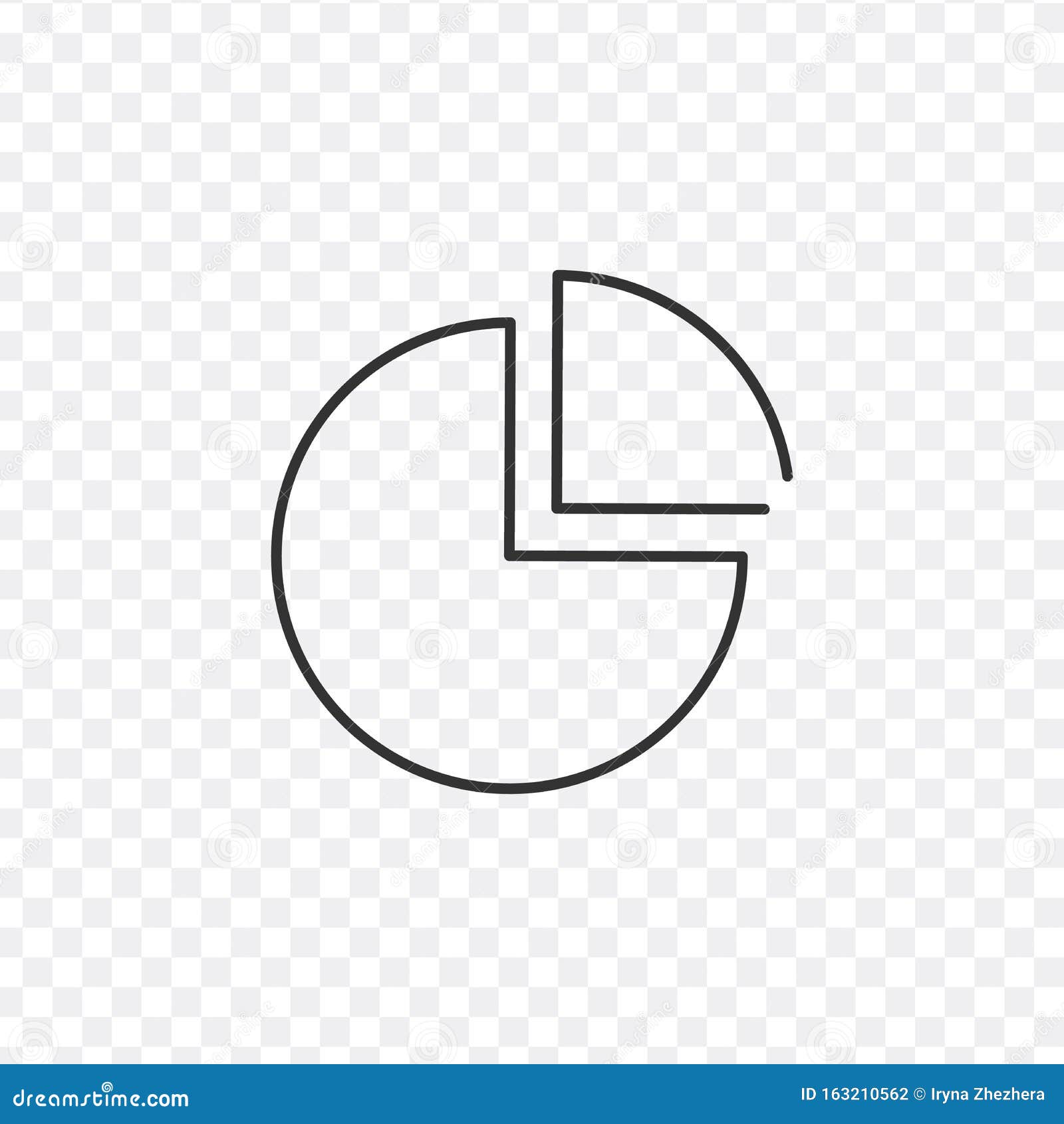 A Quarter of the Circle Icon. Outline a Quarter of the Circle Vector ...