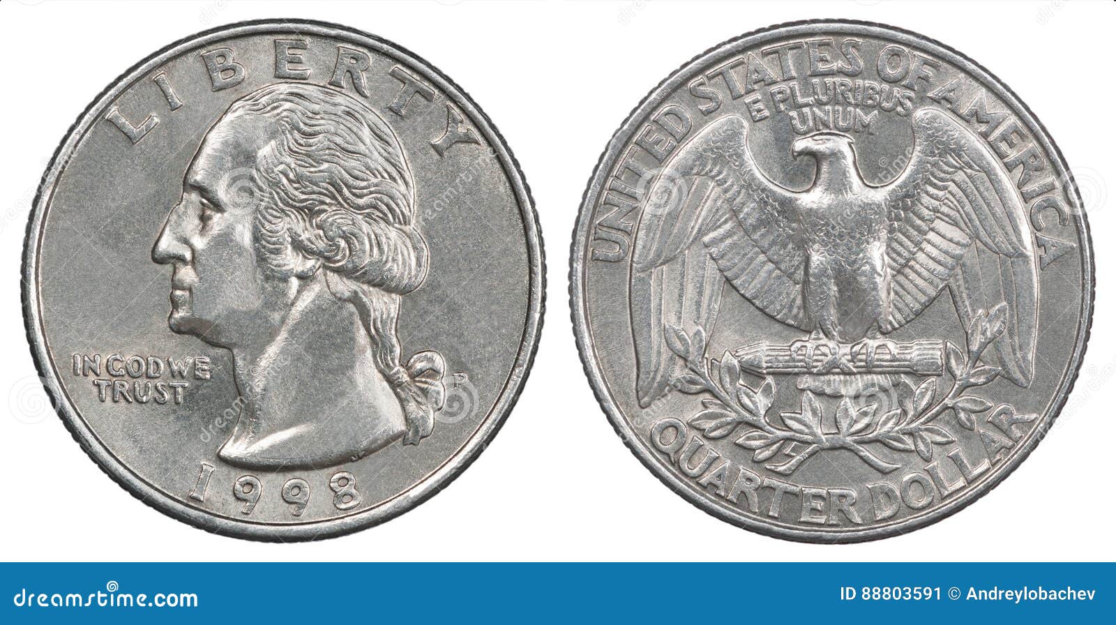 Quarter dollar coin stock image. Image of isolated, dime - 88803591