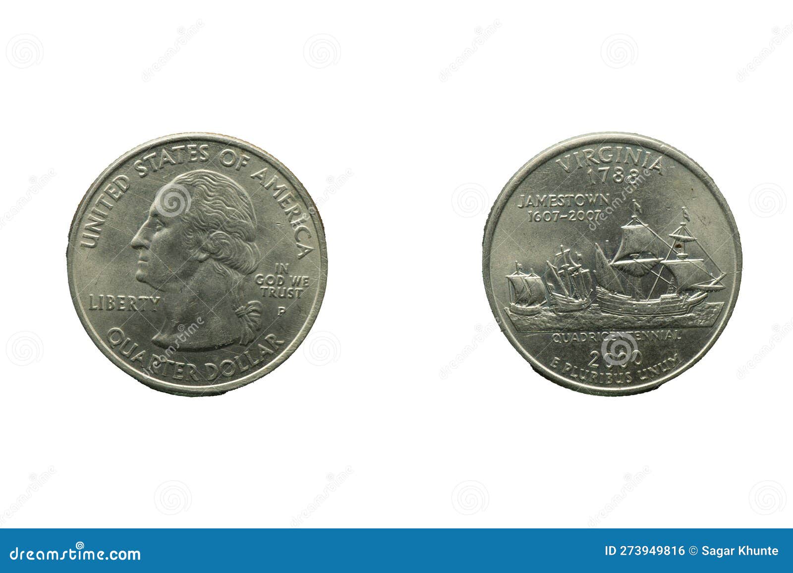 Quarter Dollar USA Front and Back Stock Photo - Image of shopping ...