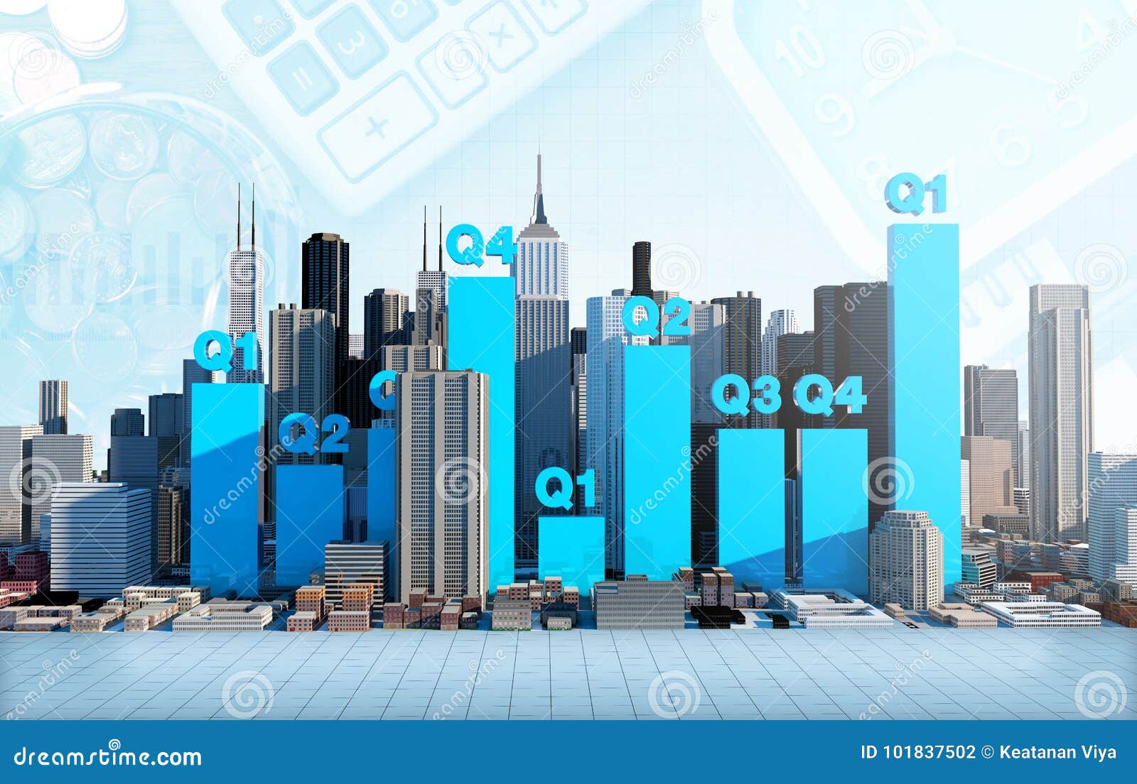 Quarter Graph Show Growth of Business Stock Illustration - Illustration ...