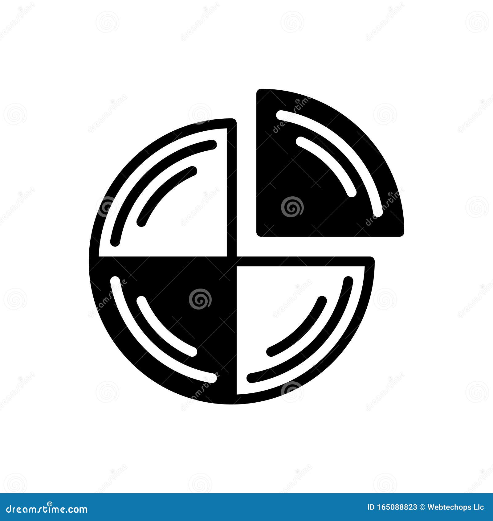 Quarter Pie Chart Vector Icon On White Background. Flat Vector Quarter ...