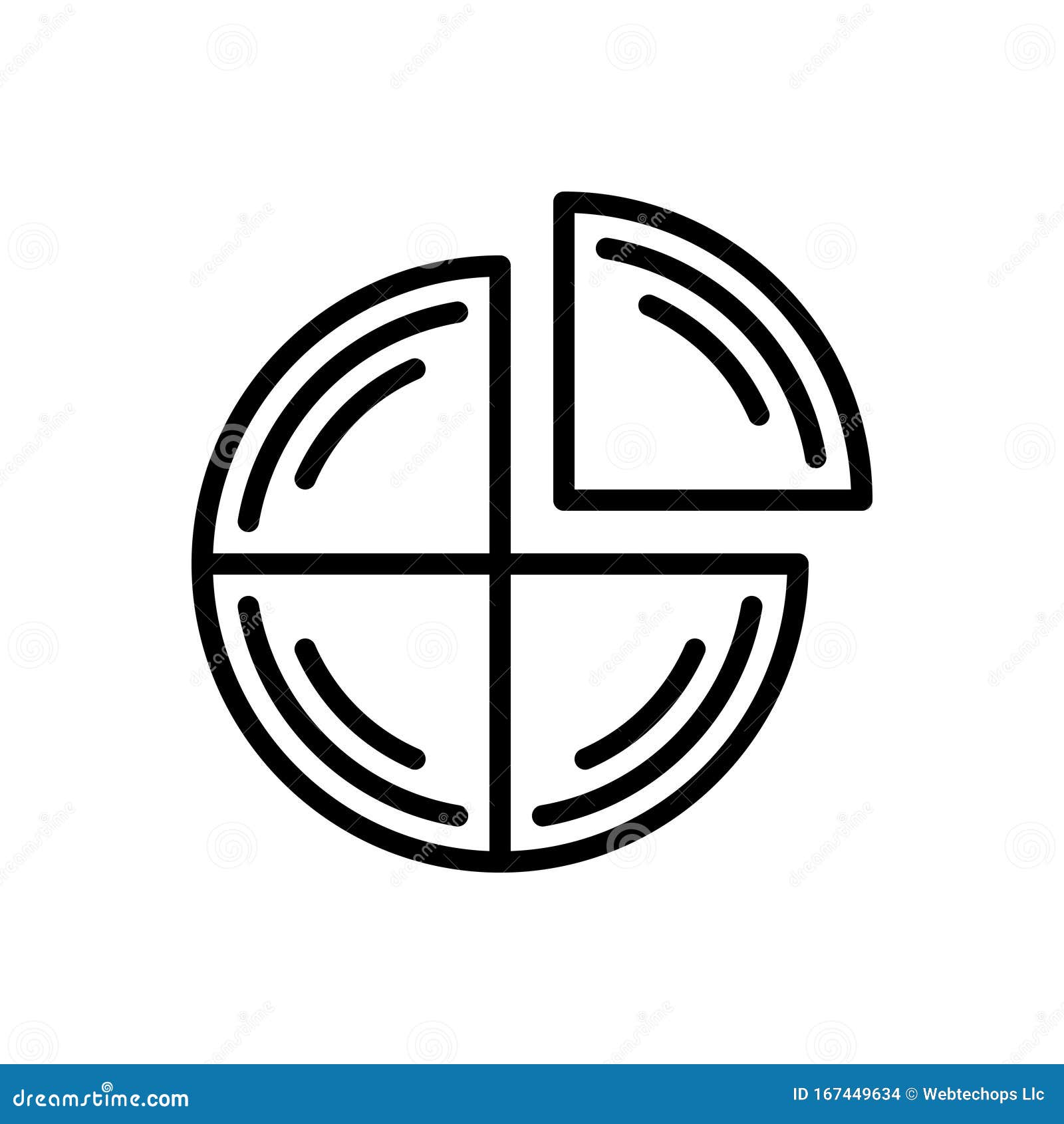 Quarter Pie Chart Vector Icon On White Background. Flat Vector Quarter ...