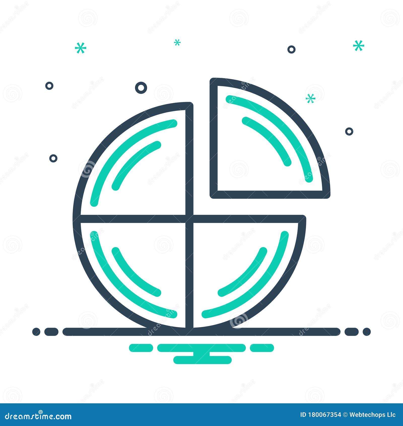 Quarter Pie Chart Vector Icon On White Background. Flat Vector Quarter ...