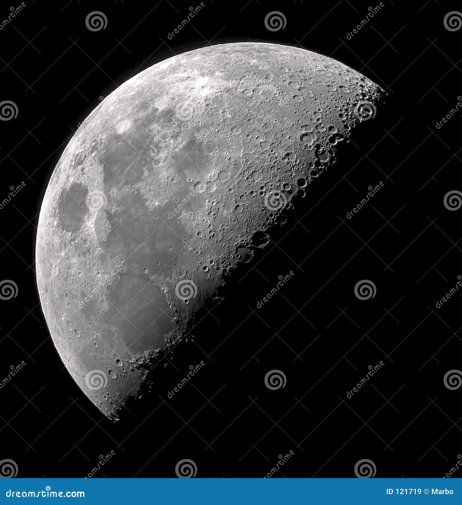 Quarter moon stock image. Image of round, telescopic, orbit - 121719