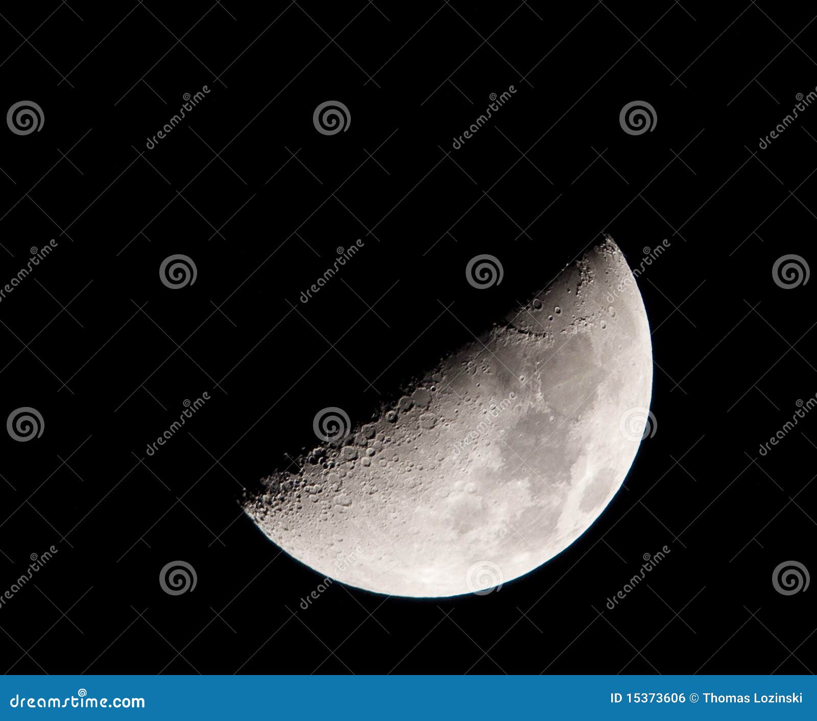 Quarter moon stock photo. Image of white, craters, astronomy - 15373606