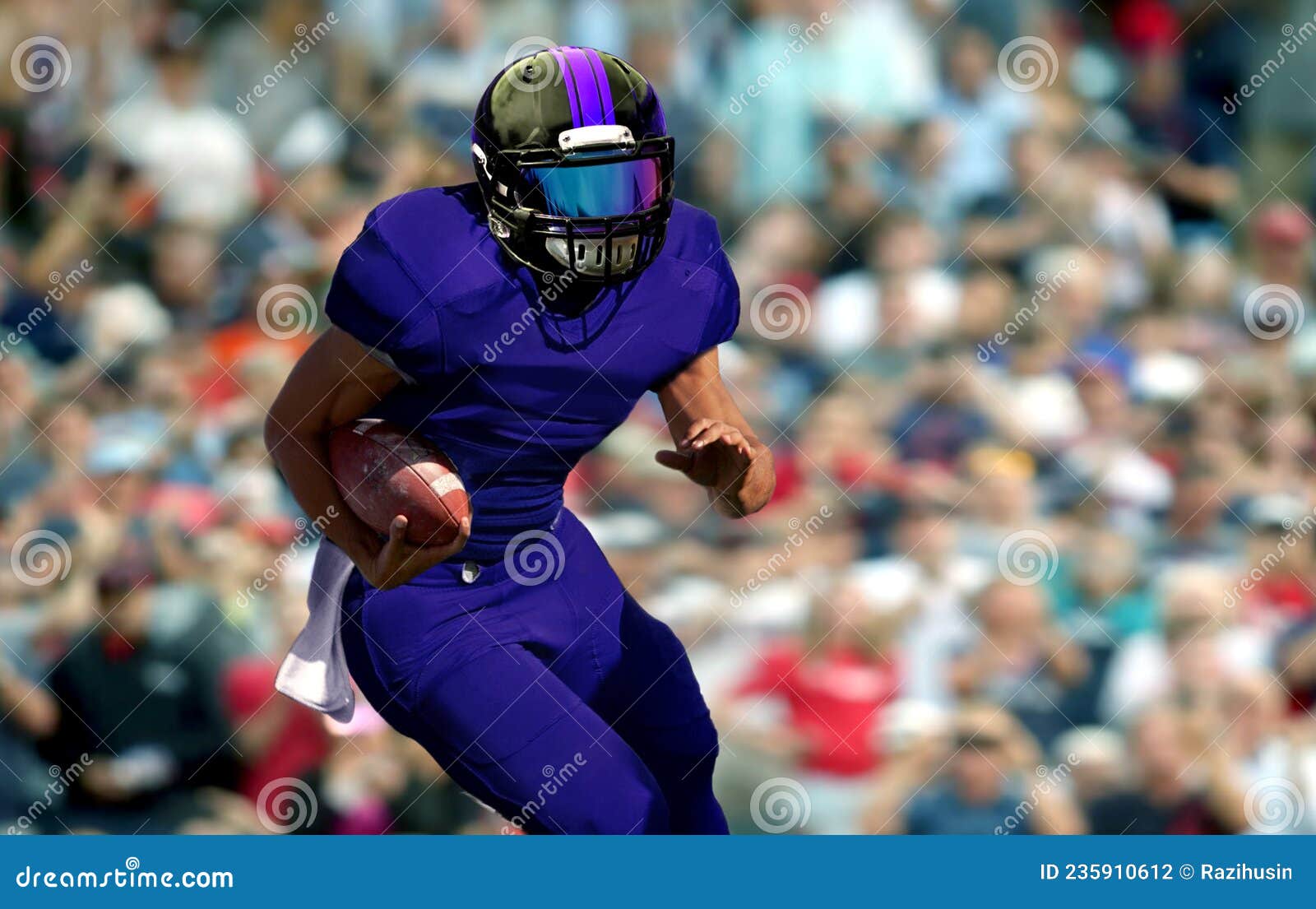Quarterback Running with Spectator in Background Stock Photo - Image of ...