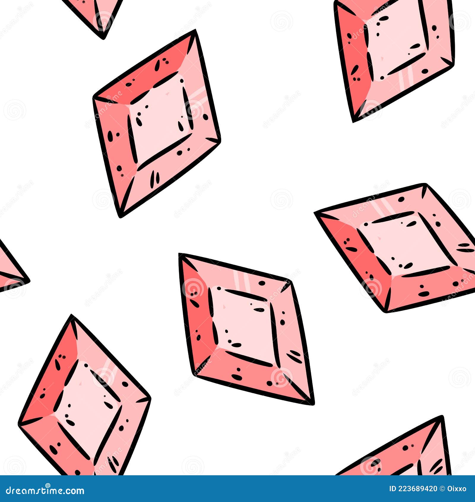 Quartz Cartoon Crystals Seamless Border Pattern. Cute Gem Doodles ...