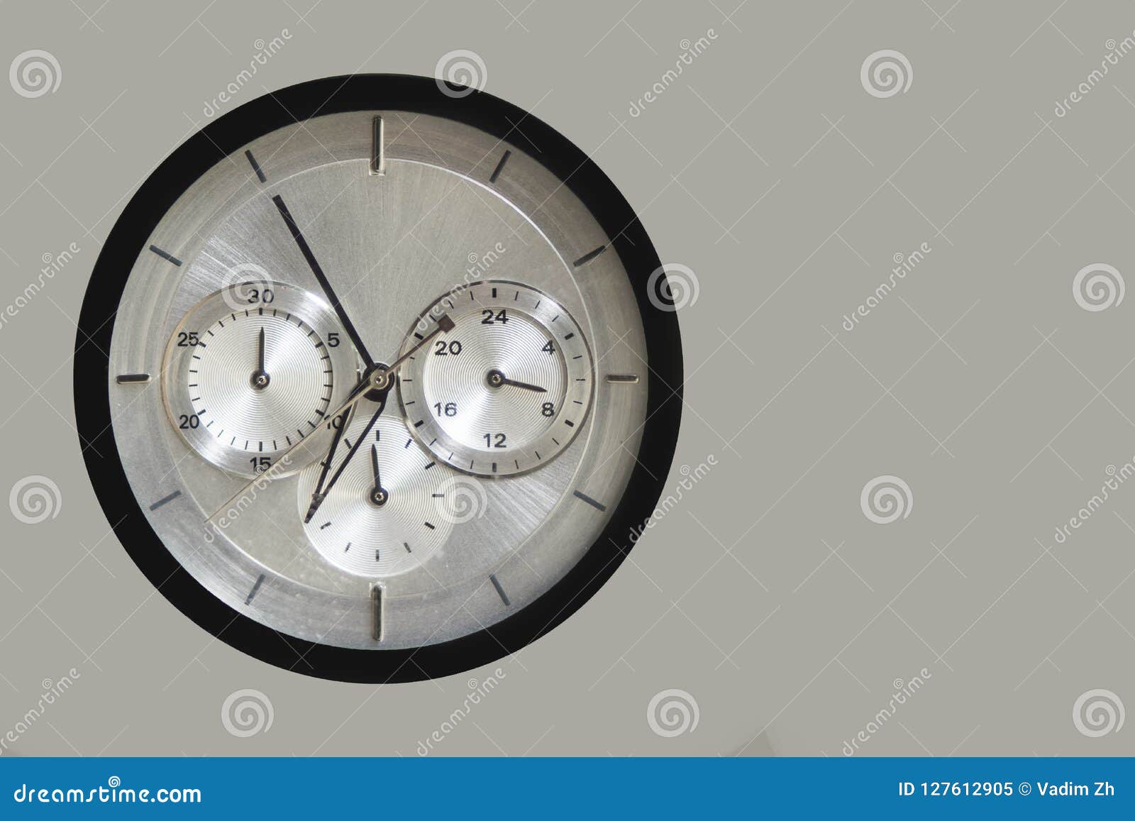 Quartz Clock with Chronograph on Grey Background Stock Image - Image of ...