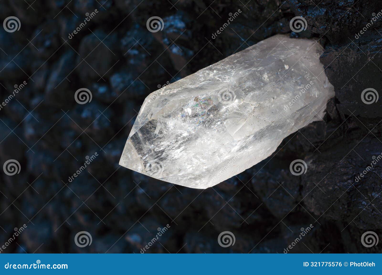 Quartz Crystal on a Background of Coal Stock Photo - Image of geology ...