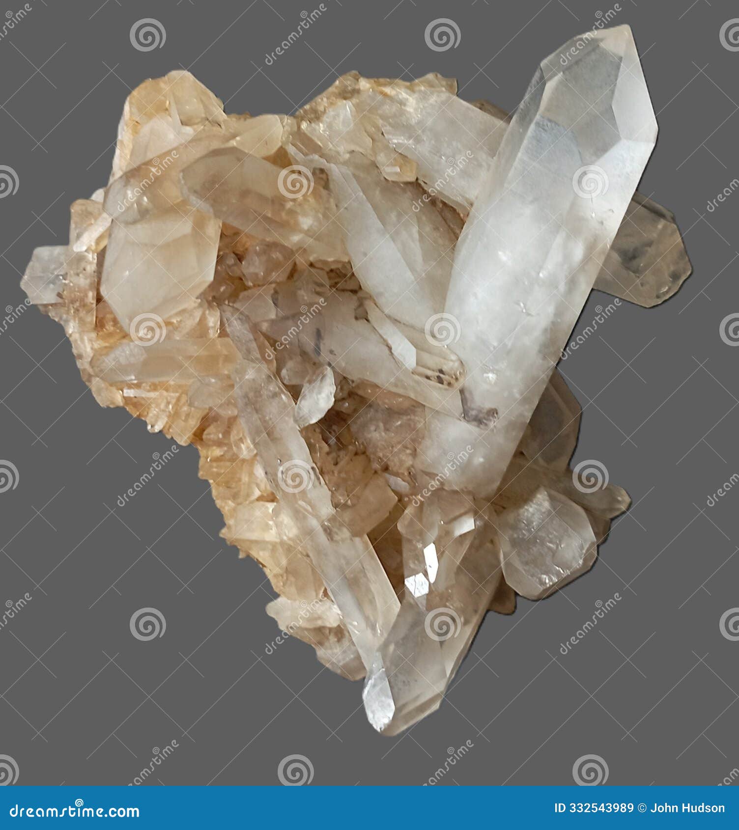 Quartz Crystal Cluster Showing the Hexagonal Crystal Structure Stock ...