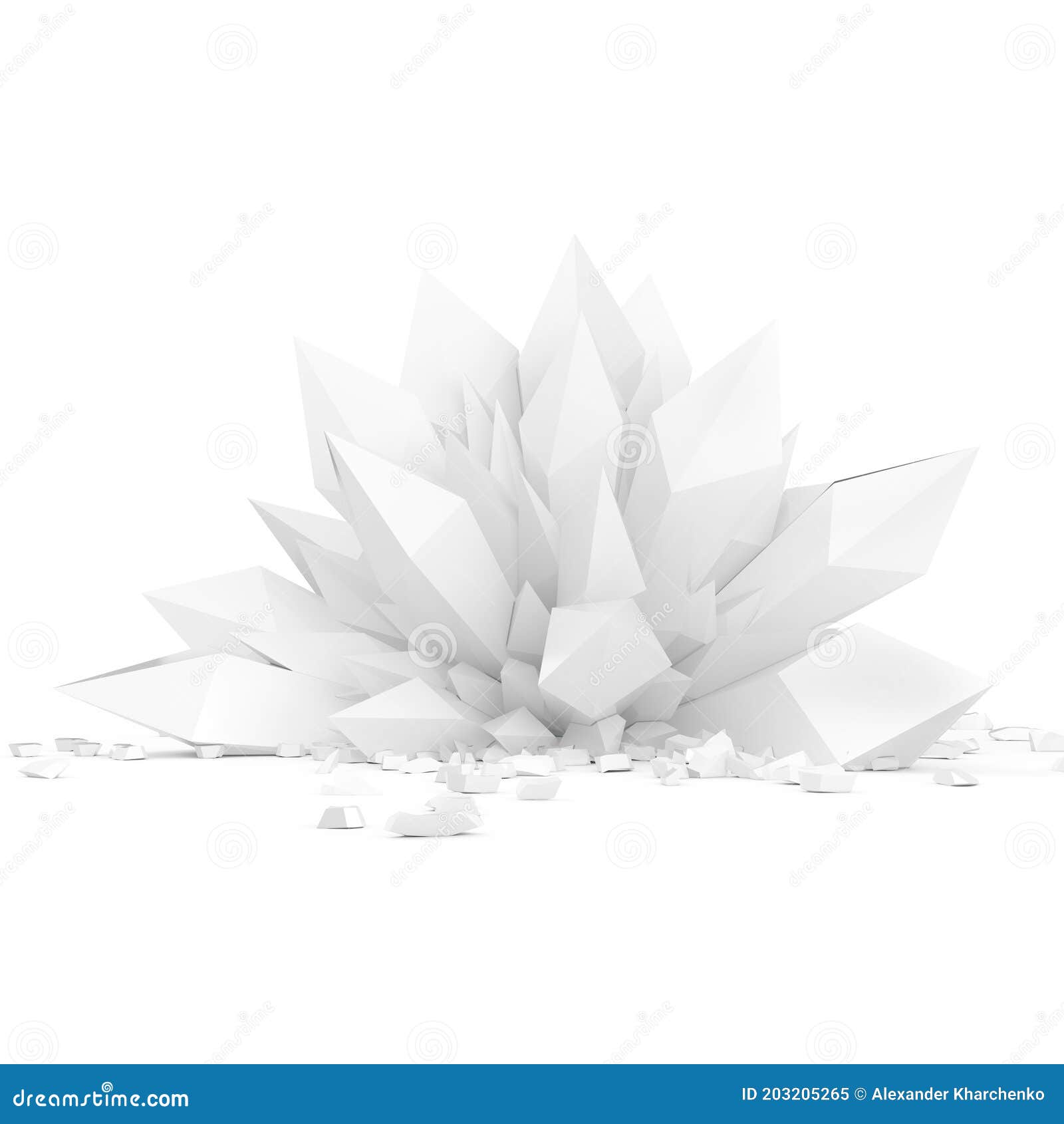 Quartz Crystal Stone or Gem in Clay Render Style. 3d Rendering Stock ...