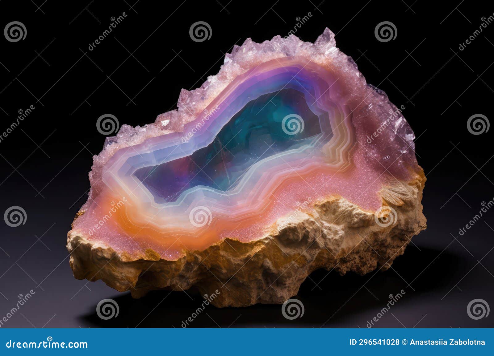 Quartz Geode on a Black Background. Generative AI Stock Illustration ...