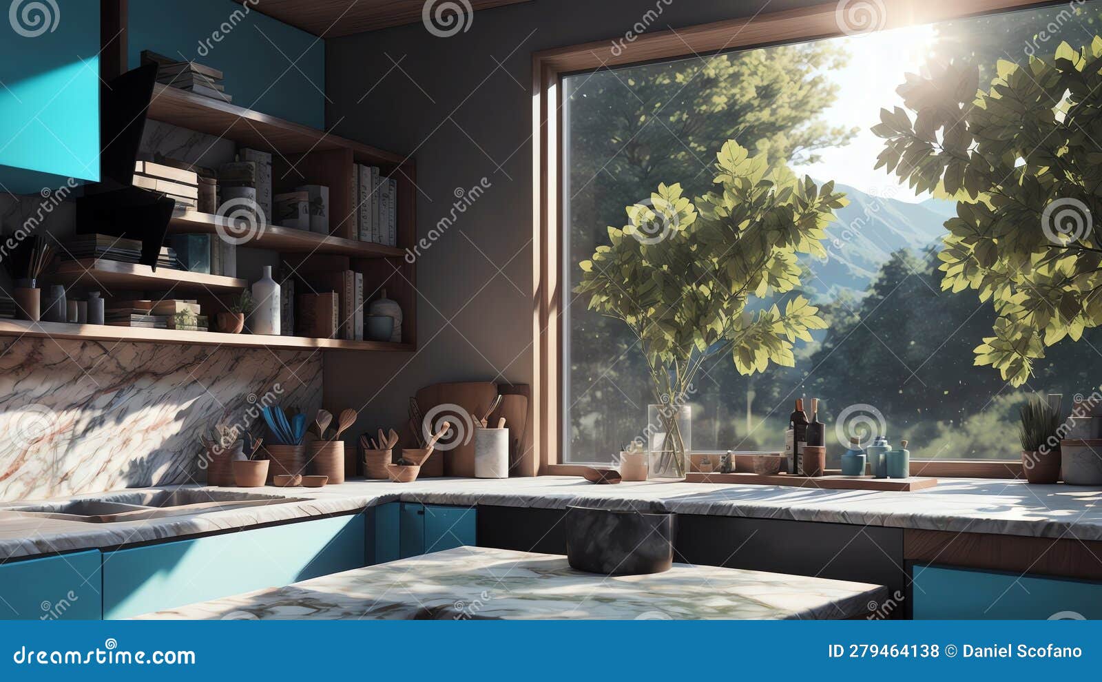 Quartz and Marble Countertops. Generative AI Stock Illustration ...