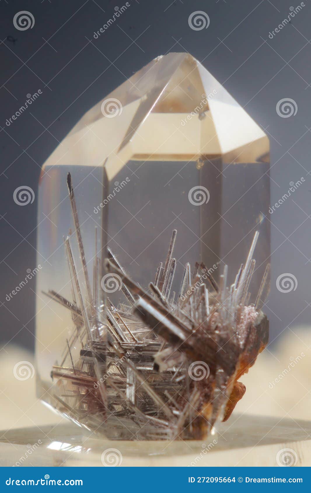 Quartz with Rutile Inclusions Stock Photo - Image of lighting, glass ...