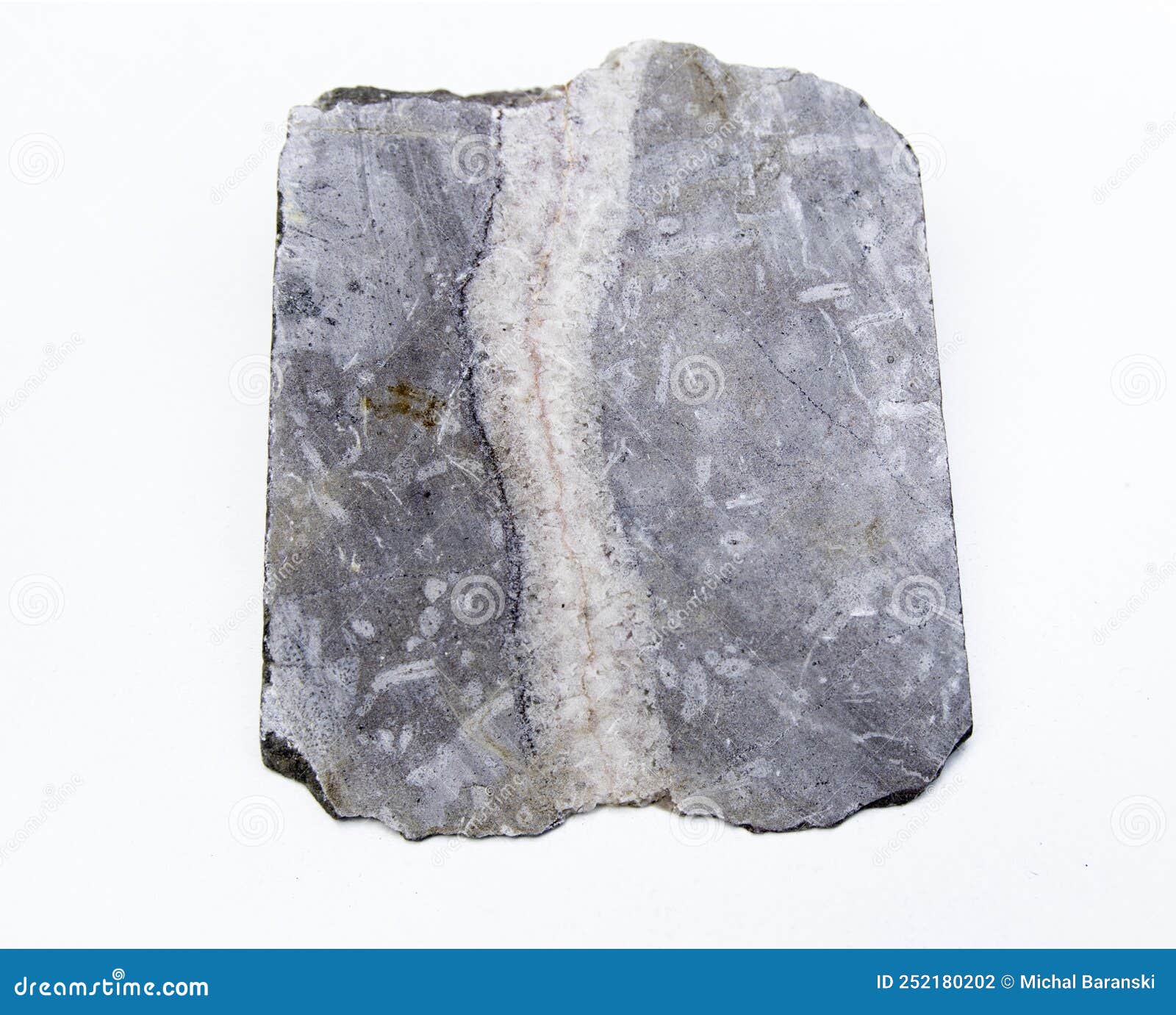 Quartz Vein Inside of a Rock Over White Background Stock Photo - Image ...