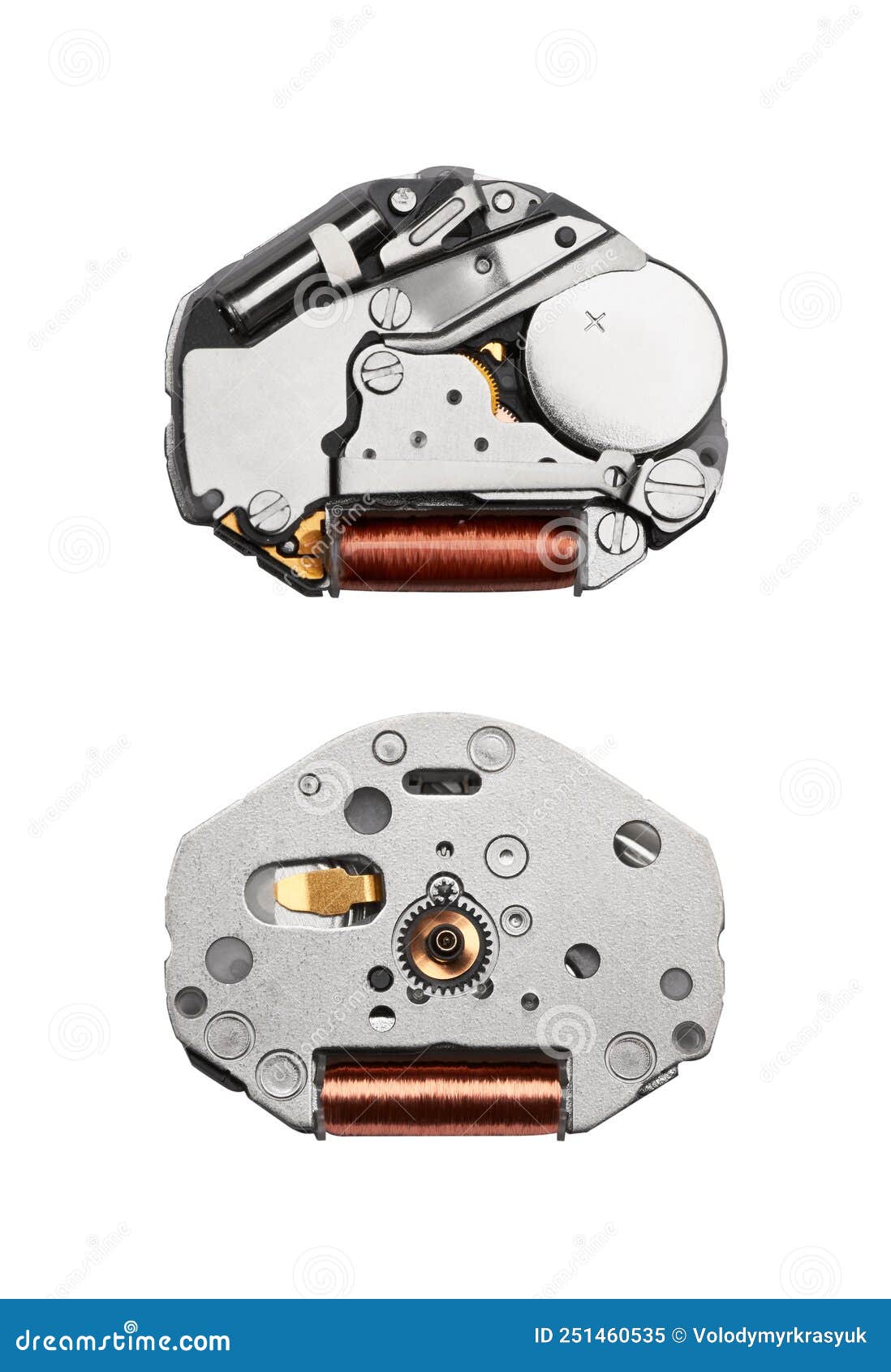 Quartz Watch Movement on White Stock Image - Image of electric, closeup ...