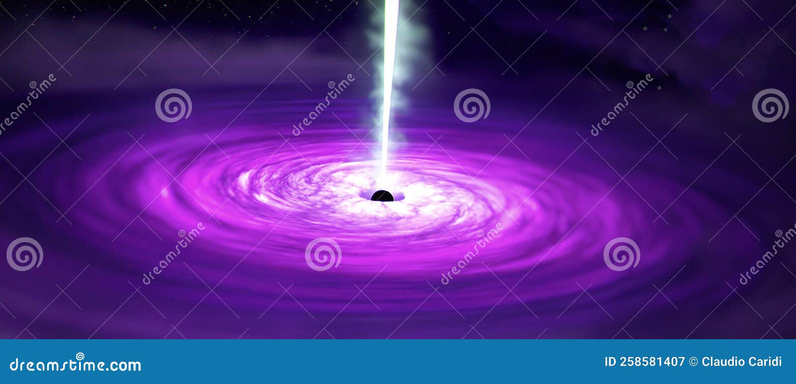 A Quasar in the Early Universe. 3D Illustration Stock Illustration ...