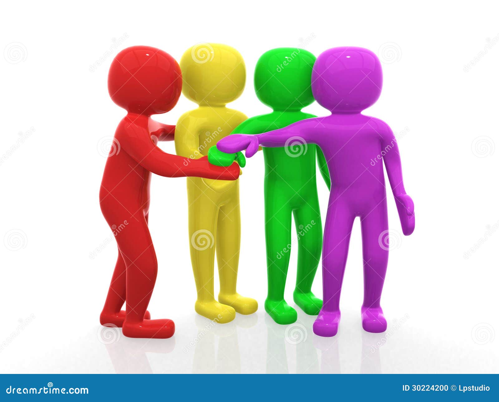 Quatre amis - icône 3d illustration stock. Illustration du caractère ...