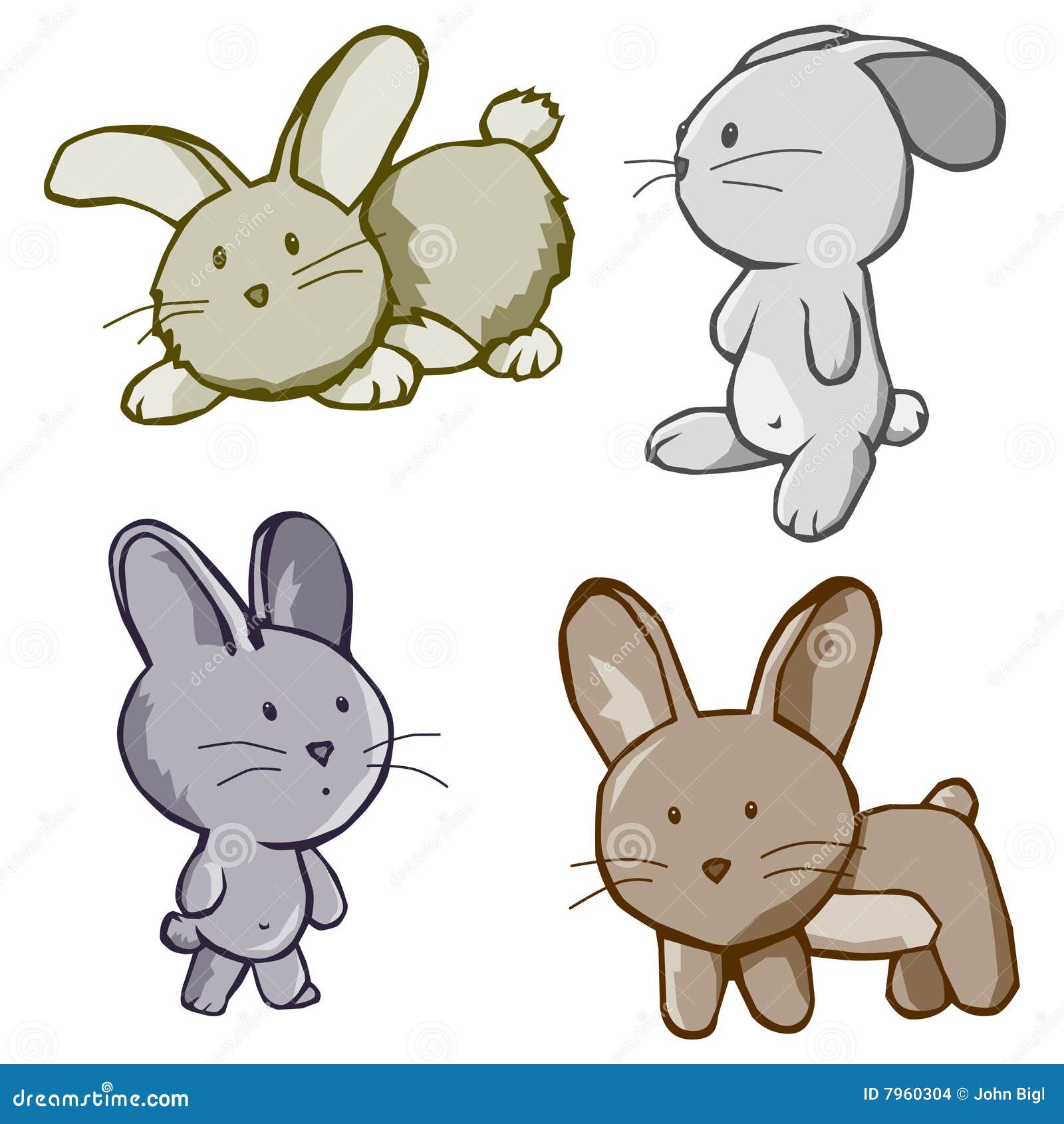 Quatre Dessins Animés De Lapin Illustration de Vecteur - Illustration ...